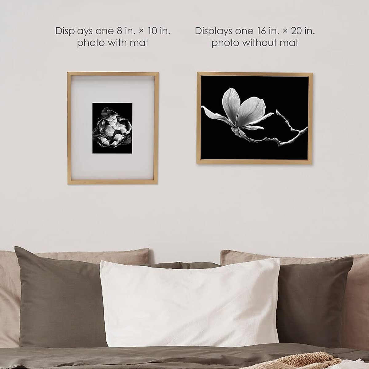 Mikasa Gallery Frame-16.93 x 21.06 in. Photo without Mat, 7.5 x 9.5 in. Photo with Mat, 2 mm Beveled Mat, Vertical or Horizontal Display, 17x21 Inch, Champagne