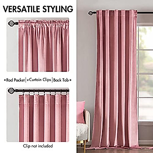 MIULEE Blush Pink Velvet Curtains Thermal Insulated Blackout Curtains/Grommet Window Drapes for Home Theatre/Girls Room/Wedding Decor 52 x 96 Inches Set of 2 Bundle Back Tab Velvet Curtains 2 Panels