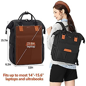 Women Computer Backpack Nurse Bags: 15.6 Inch Laptop Backpack with USB Charger for College High School Travel Business Carry on Bookbag for for Teens Girls Women Students Gift