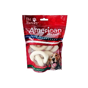 Pet Factory American Beefhide 3-3.5" Pretzels Dog Chew Treats - Natural Flavor, 4 Count/1 Pack