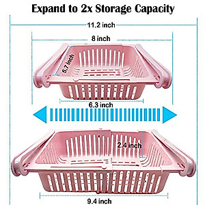 Fridge Drawer Organizer, 3 Pack Retractable Drawer Refrigerator Storage Box, Small Under Fridge Shelf Baskets, Pull Out Bins, Fridge Shelf Holder Storage Box,Fit for Fridge Shelf Under 0.6 inch Thick