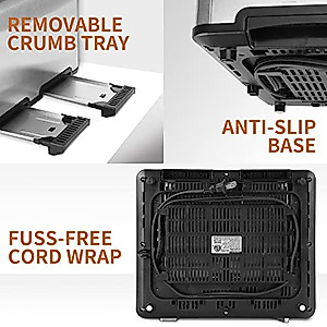 Toaster 4 Slice Wide Slot Stainless Steel Toasters with Bagel, Reheat, Cancel, Defrost Function, 6 Shade Settings, Removable Crumb Tray, 1550W, Aigostar