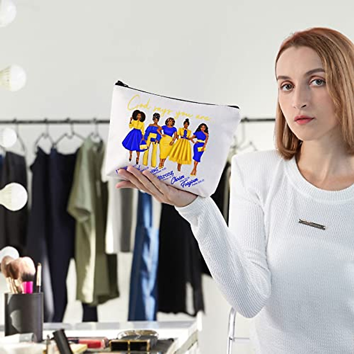 WZMPA Sigma Gamma Rho Cosmetic Makeup Bag Greek Sorority Gift God Says You Are Sorority Makeup Zipper Pouch Bag 1922 SGR Paraphernalia (God Says SGR)