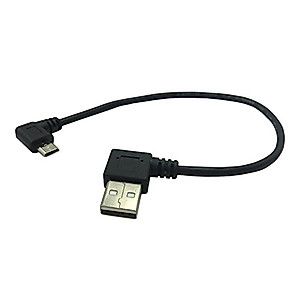 CERRXIAN 9Inch Micro USB Cable Combo Left & Right Angle Micro USB 5 Pin Male to USB 2.0 Type A Right Angle Male Data Sync and Charge Cable (Black)(2-Pack) R