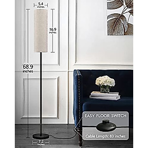 RGBWW Smart LED Floor Lamp for Living Room, Compatible with Alexa, Google Home, 69" Tall Modern Standing Lamp for Bedroom with Remote & WiFi APP Control, 2700k-6500k Corner Lamp with Linen Lampshade