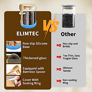 Glass Jars with Bamboo Lids and Spoons, 18.26 oz Borosilicate Glass Jars Overnight Oats Containers, Airtight Clear Food Storage Canister for Cookie, Candy, Coffee Bean, Sugar, Spices, Dry Goods