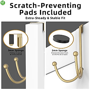 HFHOME 2Packs Over The Door Double Hanger Hooks, Metal Twin Hooks Organizer for Hanging Coats, Hats, Robes, Towels- Gold