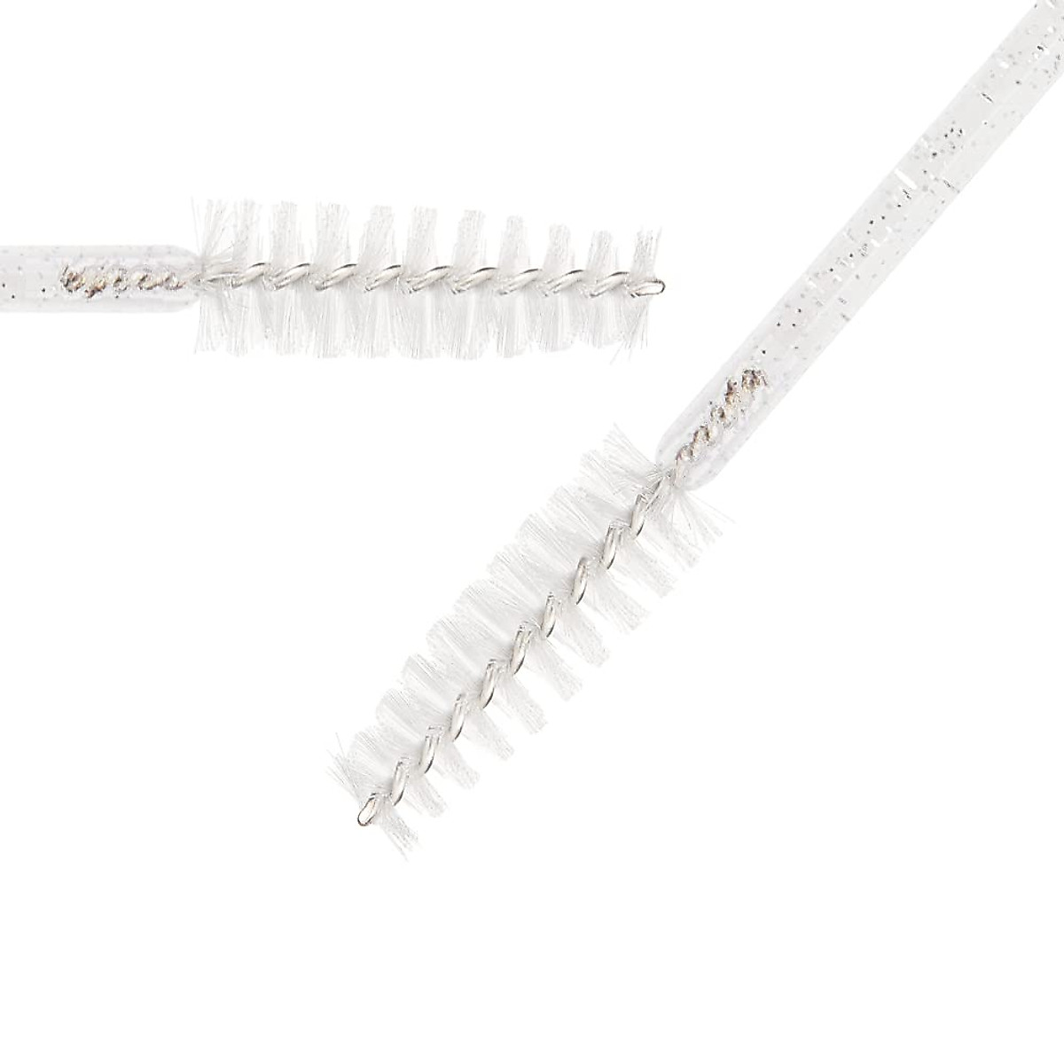 300 PCS Crystal Eyelash Mascara Wands Disposable Lash Brushes for Extensions Spoolie Brush Applicators Makeup Tool Kits (White)