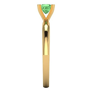 Clara Pucci 0.50 ct Princess Cut Solitaire Green Simulated Diamond Engagement Bridal Promise Anniversary Ring 18K Yellow Gold Size 10