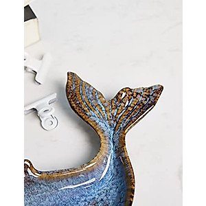 SEINHIJO Cearmic Candy Dish Cookie Plates Nuts Bowl Jewelry Tray Dolphin Gifts Sculpture Home Decor 11.5 inch