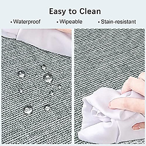 JUCFHY Vinyl Tablecloth with Flannel Backing,Plastic Waterproof Rectangular Tablecloths,Flannel Backed Table Cloth for Camping Dining Indoor & Outdoor,Durable Table Cover(Grey Stripes,52 x 72 Inch)