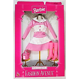 Barbie Fashion Avenue Pink and White Vinyl Dress, Boots and Purse