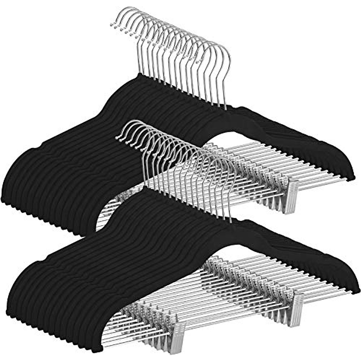 Utopia Home Pants Hangers with Clips 24 Pack - Velvet Skirt Hangers with Notches - Space Saving & Heavy Duty Non Slip Black Velvet Hanger with 360 Degrees Swivel Hook
