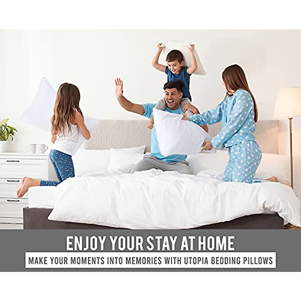 Utopia Bedding Bed Pillows for Sleeping Standard Size (White), Set of 2, Cooling Hotel Quality, for Back, Stomach or Side Sleepers