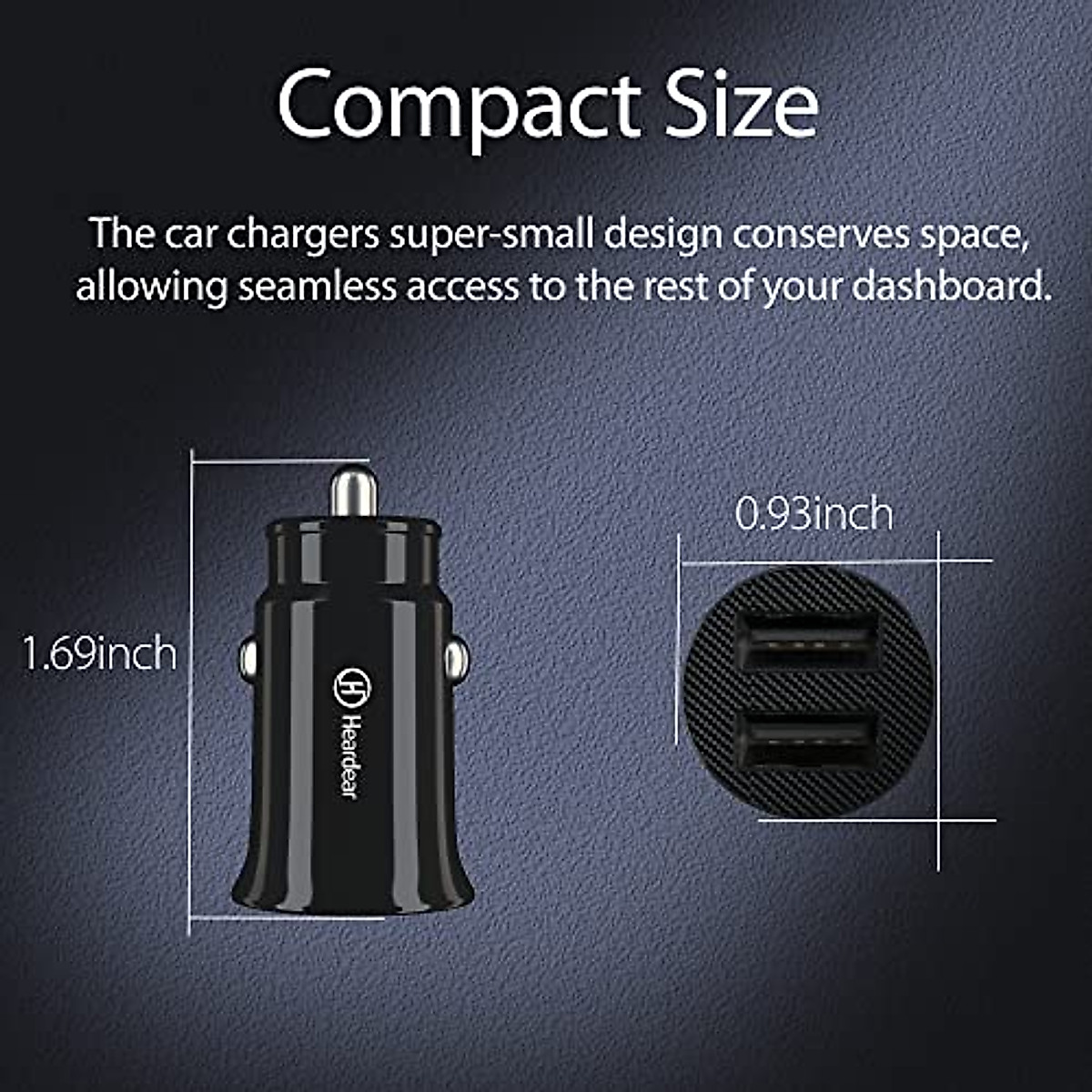 USB Car Charger, 2 Pack Cigarette Lighter USB Charger 4.8A Car Charger Adapter Car Plug Adapter Flush Fit Compatible with iPhone 13/12/11/XR/XS,ipad Air 2/Mini,Samsung Note 9/S10/S9 (2 Pack Black)