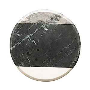Creative Co-Op Round Marble Cheese, Grey, Black & White Cutting Board, 10"
