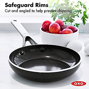 OXO Agility Series 8" Frying Pan Skillet, PFAS-Free Nonstick Lightweight Aluminum, Induction Base, Quick Even Heating, Stainless Steel Handles, Chip-Free Rims, Dishwasher & Oven Safe, Black