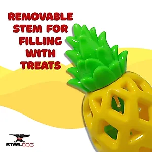 Steel Dog Treaters Pineapple, Dog Toy for Boredom and Stimulation, Treat Dispensing, Interactive Dog Puzzle Toys for Small, Medium, Large Breed