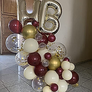 GIHOO Burgundy Valentine's Day Balloon Garland Kit, 117pcs 5/10inch Burgundy Balloons Blush Balloons Gold Confetti Balloons with 16ft Garland Strip for Wedding Bachelorette Birthday Decoration