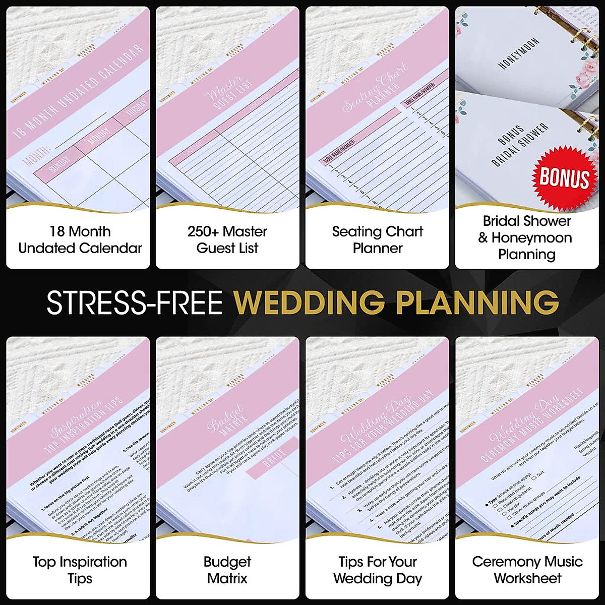 DELUXY The Ultimate Wedding Planner Book & Organizer For The Bride - Engagement Gifts, Wedding Gifts Binder Agenda, Knot Bridal Wedding Planning Book & Organizer Notebook With Checklists