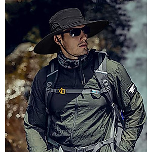 Mens Sun Hat with UV Protection Wide Brim Sun Hats for Men Waterproof Sun Hats for Fishing Hiking Camping Black