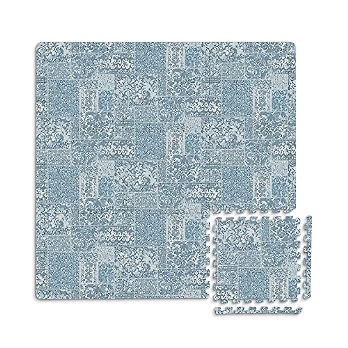 FloorPops FP3597 Mercado Interlocking Floor Tiles, Blue
