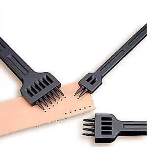Citian Leather Round Hole Punching Tool 4mm 2/4/6 Claw Tooth Set for DIY Leather Craft (Black)