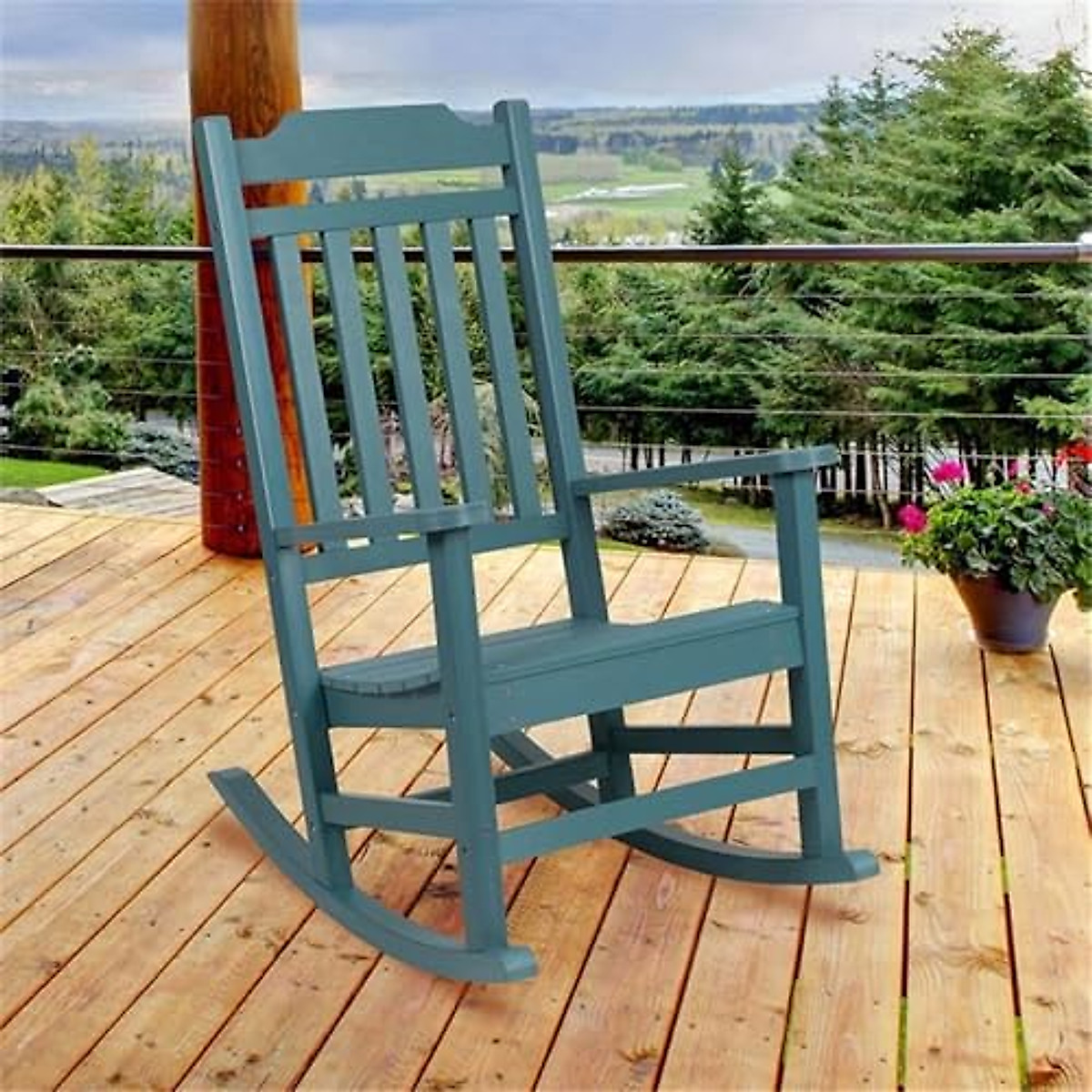 Flash Furniture Winston All-Weather Poly Resin Rocking Chair in Teal