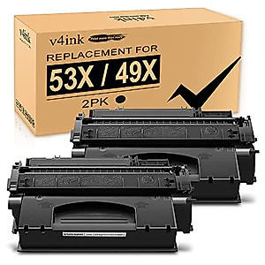 v4ink High Yield Compatible 49X 53X Toner Cartridge Replacement for HP 49X Q5949X 53X Q7553X for use in HP P2015dn P2015 P2015d 1320 1320n 3390 3392 M2727nf P2014 P2010 Printer (Black,2 Packs)
