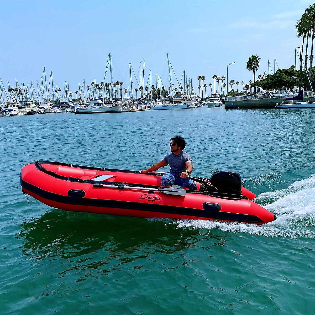 Seangles Inflatable Dinghy Boat with Aluminum Floor and Aluminum Transom - Inflatable Boat for Adults Heavy Duty - USCG Approved