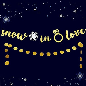2PCS LaVenty Snow In Love Banner Snow In Love Decorations Winter Bachelorette Party Decorations Engagement Party Decorations