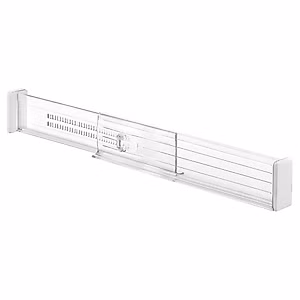 iDesign Drawer Dividers, Deep Adjustable Organiser System Made of Durable Plastic, Set of 2 Drawer Inserts for Wardrobe, Clear, 62420EU