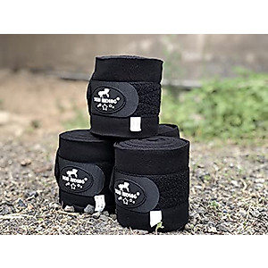 TGW RIDING Polo Leg Wraps, Equine Fleece Polo Wraps (Set of 4) - Horse Leg Bandages (Black)