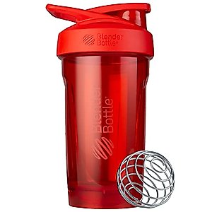 BlenderBottle Strada Shaker Cup Perfect for Protein Shakes and Pre Workout, 24-Ounce, Red