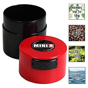 Minivac - 10g to 30 grams Vacuum Sealed Container - Red Cap & Black Body