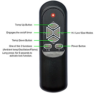 Replacement Remote Control for Warm Living Deluxe Home Infrared Stove Heater Fireplace