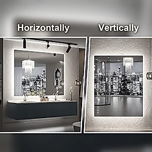 TETOTE 40 x 32 Inch LED Backlit Bathroom Vanity Mirror,Anti-Fog,Dimmable,CRI90+,Touch Button,Water Proof,Horizontal/Vertical Wall Mounted with Light