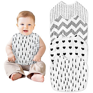 Zainpe 4Pcs Muslin Cotton Feeding Bibs for Baby Love Heart XOXO Trees Extra Large Adjustable Bib with 4 Absorbent Soft Layers Machine Washable Burp Cloths for Unisex Infant Newborn Toddler Drooling