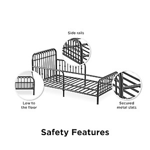 Little Seeds Monarch Ivy Metal Toddler Bed, Graphite Gray