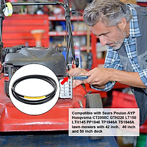 Mudder 144959 Replacement Lawn Mower Belt Drive Deck Belt Compatible with Craftsman Poulan Husqvarna CT2050C GTH220 LT150 LTH145 PP1846 TP1946A Replacement for 532144959, 1/2 Inch x 95-1/2 Inch