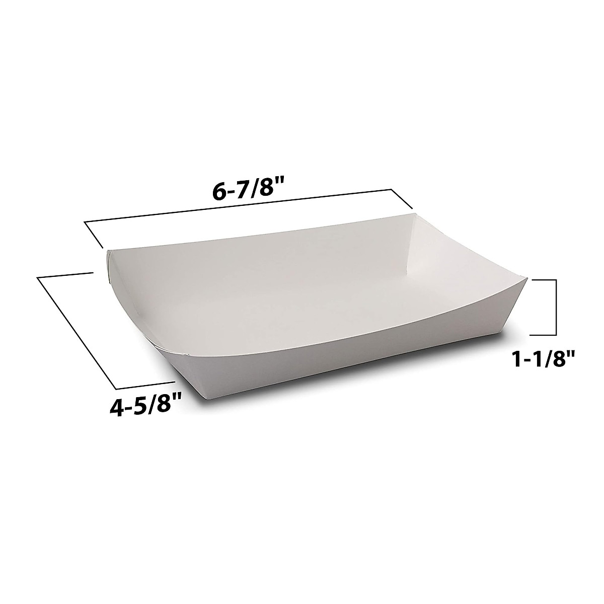 MT Products French Fries Paper Food Tray - 6.9" x 6.6" x 1.2 (50 Pieces) White Shallow Serving Nachos Boats Disposable - Grease Resistant Trays - Made in The USA