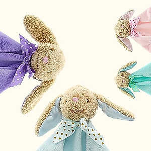 Bunny Baby Security Blanket Loveys for Babies Boys and Girls, 10" Soft Baby Lovey Blanket, Baby Snuggle Toy Rabbit Stuffed Animals Blankie, Baby Boy Gifts for Newborn and Infant, Pink