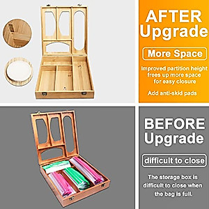 Ziplock Bag Organizer,Bamboo Plastic Bags Container Boxs Dispenser With Lid For Kitchen Drawer,Can Wall Mount And Stand Suitable For Food Sandwich Gallon Baggie Quart Snack Variety Size Bag(Brown)