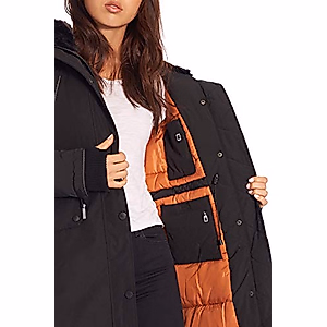 Alpine North Women's Vegan Down Long Parka Winter Jacket, Black, X-Small