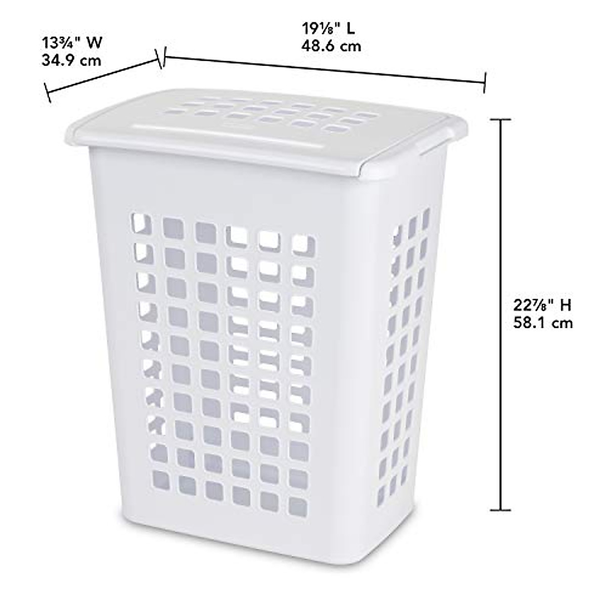 Sterilite 12238004 Rectangular LiftTop Laundry Hamper, White, 4-Pack