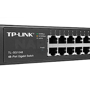 TP-Link 48-Port Unmanaged Gigabit Ethernet Switch, Steel Case, 19-inch Rack-Mount(TL-SG1048)