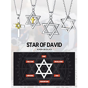 FaithHeart Sterling Silver Star of David Pendant Necklace Women Silver Religious Jewish Jewelry Charms Hexagram Pendant Necklace