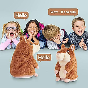 SANJOIN Kids Toddler Toys for Ages 2-4, Talking Hamster Repeats What You Say, Interactive Plush Repeating Toy for 2 3 4 5 6 8 Year Old Boy Girl Birthday Gift (Brown)