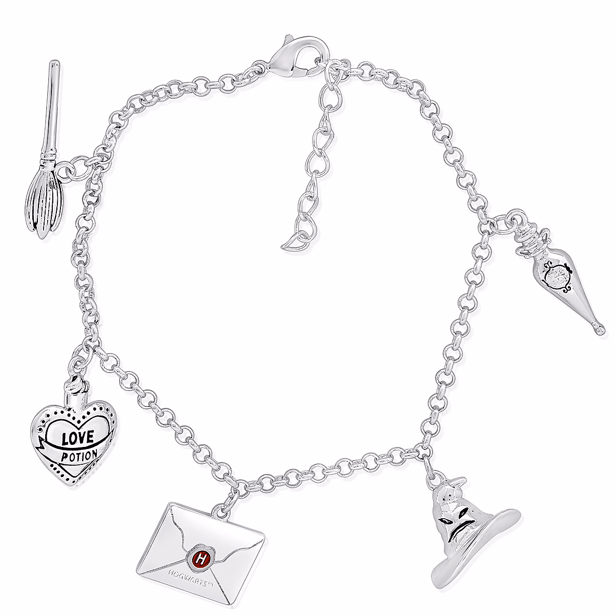 Harry Potter Womens Charm Bracelet - 7-inch Silver Bracelet Charms Jewelry