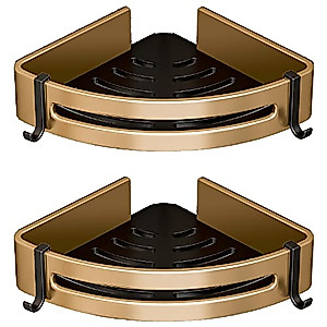 Lovelyduo Corner Shower Caddy 2-Pack, Adhesive Shower Organizer with Large Capacity Aerospace Aluminum Bathroom Shower Shelf for Rustproof, No Drilling, Wall Mount Corner Shower Rack Rose Gold